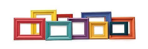 Set Of Modern Decorative Bright Multi Colour Picture Frames Isolated On