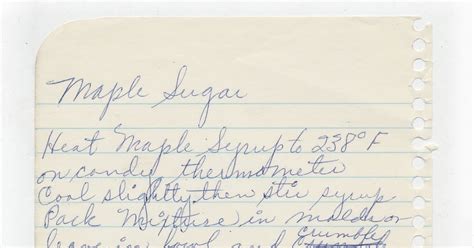 Handwritten Recipes Maple Sugar