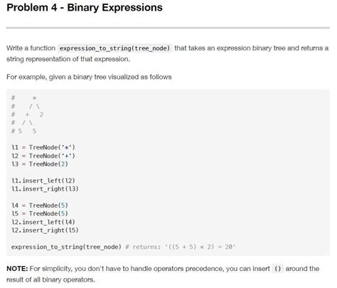 Solved Problem 4 Binary Expressions Write A Function