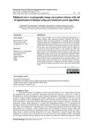 Elliptical Curve Cryptography Image Encryption Scheme With Aid Of Optimization Technique Using