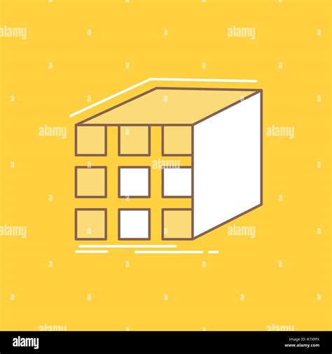 abstract aggregation cube dimensional matrix flat line filled icon