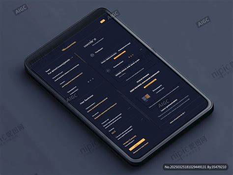 Ai创作图手机 界面 设计 布局 Ui 深色 主题 元素 按钮 文本 样式 视 效果 图标 交互 昵图网