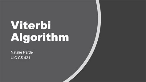 Viterbi Algorithm YouTube
