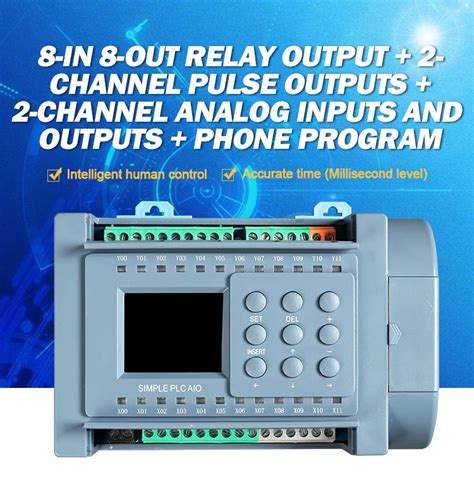 huaqingjun 8 in 8 out relay output plc software 2ai 2ao 0 5v 0 10v pulse outputs wifi plc for