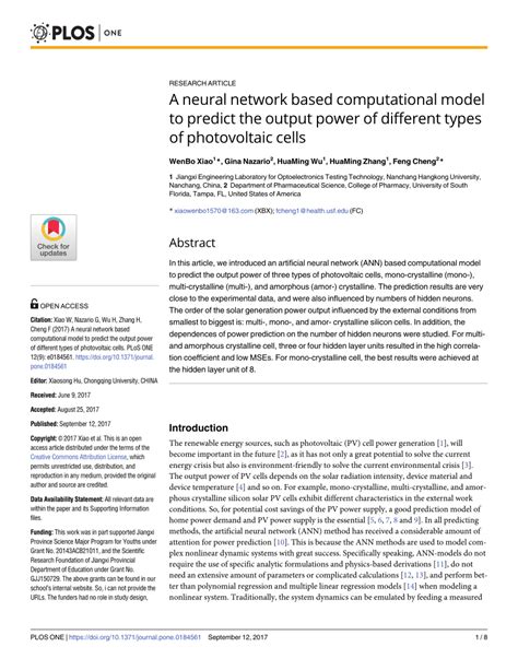 Pdf A Neural Network Based Computational Model To Predict The Output Power Of Different Types