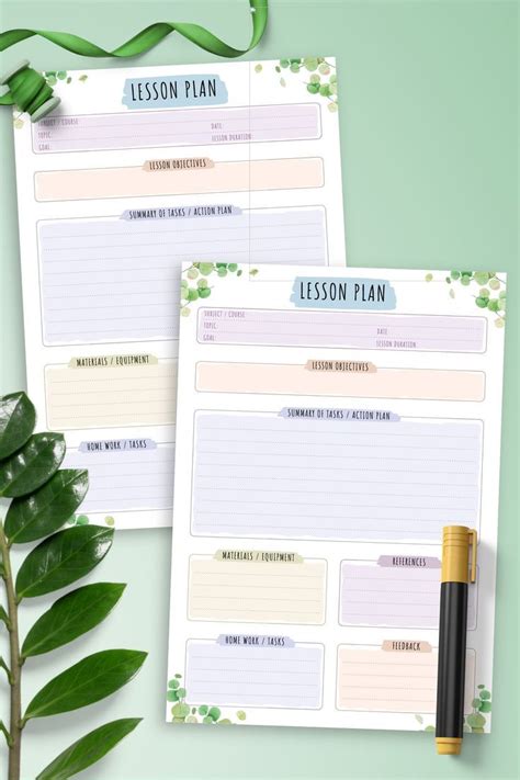 Teacher Planner Template Printable Lesson Plan Template Notebook Ideas Plann… Teacher
