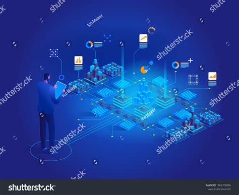 Vector Isometric Concept Data Analysis Network Stock Vector Royalty