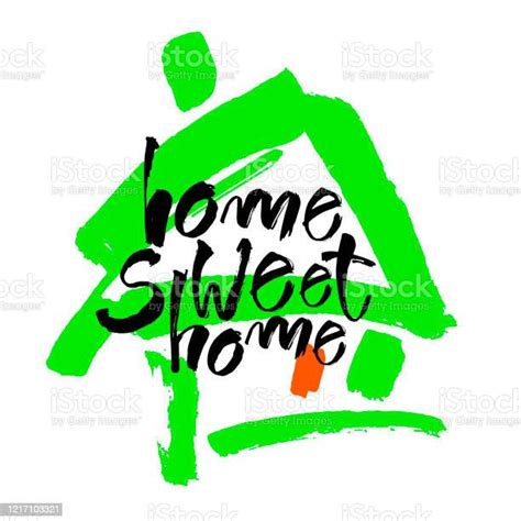 홈 달콤한 홈 엽서입니다 손으로 그린 벡터 배경입니다 잉크 일러스트레이션 현대 브러시 서예 흰색 배경에 격리 개념에 대한 스톡 벡터 아트 및 기타 이미지 Istock