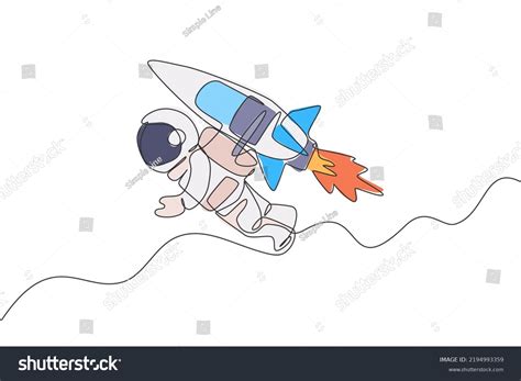 Single Continuous Line Drawing Astronaut Spacesuit Stock Vector Royalty Free 2194993359