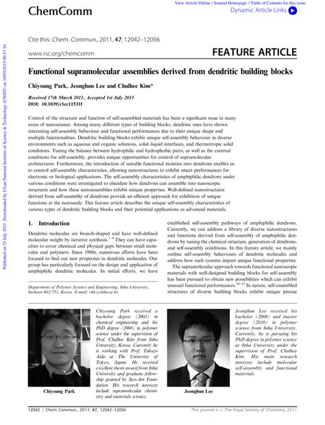 Pdf Cheminform Abstract Functional Supramolecular Assemblies Derived
