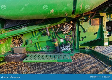 Mechanical Details On The Bottom Of A John Deere Combine In Idaho Usa July Editorial