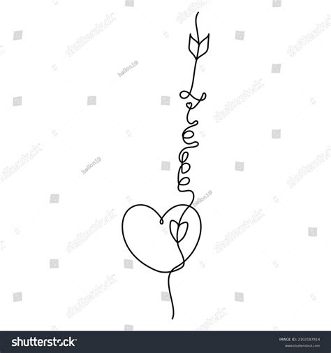 Continuous One Line Lettering Heart Liebe Stock Vector Royalty Free
