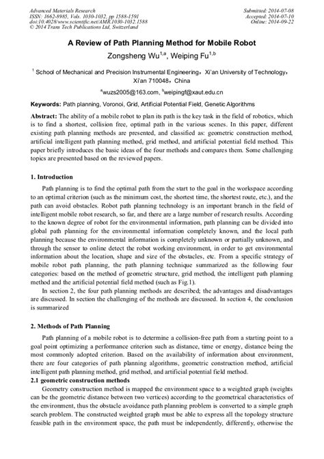 A Review Of Path Planning Method For Mobile Robot Scientificnet