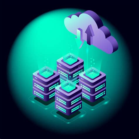 Isometric Cloud Computing Technology On Bright Background Stock Vector