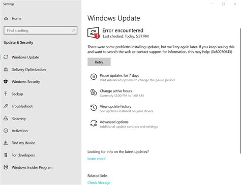 Error Every Time I Check For Updates Restarting Doesnt Fix It Windows10
