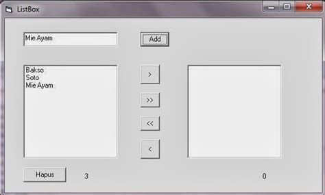 Membuat Listbox Di Visual Basic 60 Menambah Menghapus Dan Memindah