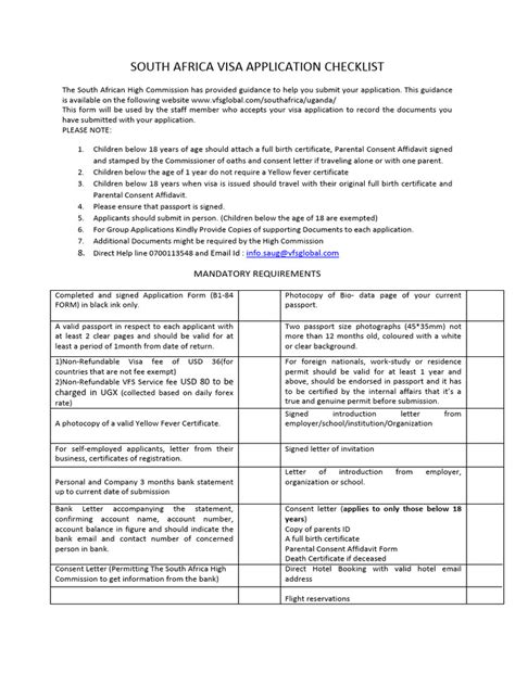 Application Visa Checklist 090416 1 Pdf