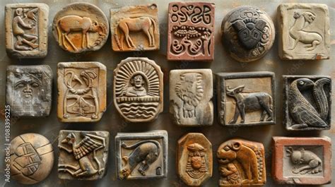 Ancient Seals Of The Indus Valley Civilization Stock Illustration