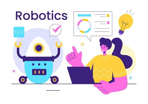 Robotics Vector Illustration Of Artificial Intelligence Robots Communicating With Technology And