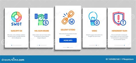 swot analysis strategy onboarding elements icons set vector stock