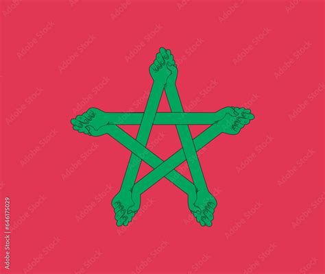 Support For Morocco Moroccan Flag With A Handshake Sign As Symbole Of Solidarity Earthquake