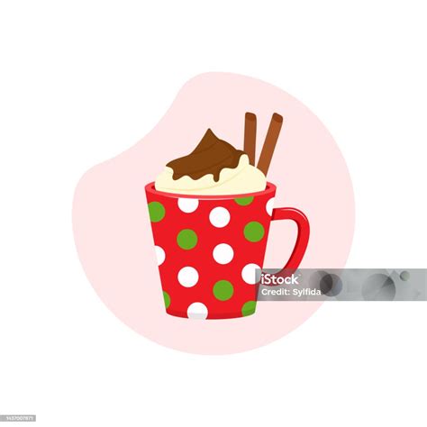 크리스마스 머그잔 핫 초콜릿 음료 코코아 커피가 든 겨울 빨간 컵 만화 크리스마스 음식입니다 휴일 일러스트 거품 내기에 대한 스톡 벡터 아트 및 기타 이미지 Istock