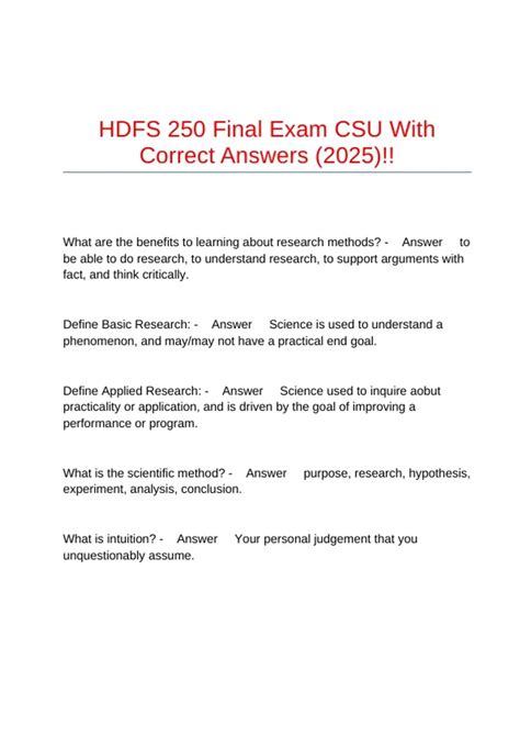 HDFS Final Exam CSU With Correct Answers HDFS Stuvia US