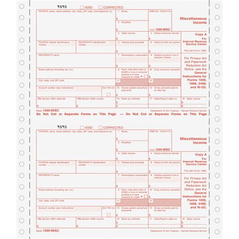 Tops Top22995 1099 Continuous Miscellaneous Forms 24 Pack White