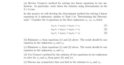 solved a review cramer s method for solving two linear