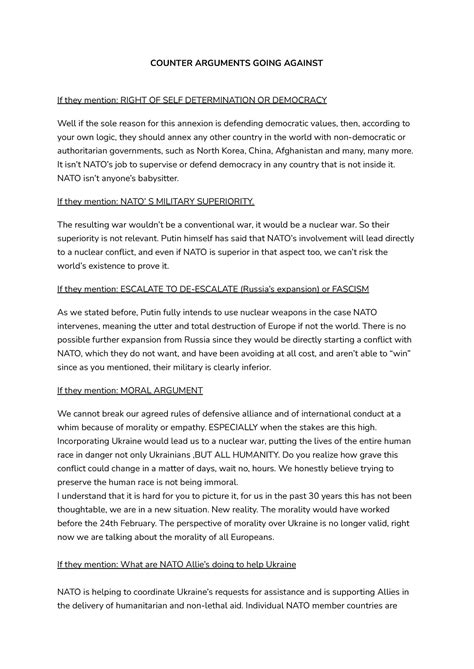 Counter Arguments Against Counter Arguments Going Against If They