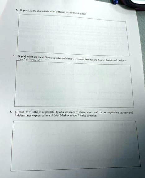 Solved 2 Pts What Are The Differences Between Markov Decision