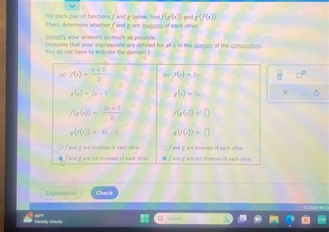 Solved 1 66°f For Each Pair Of Functions Fand G Below Find