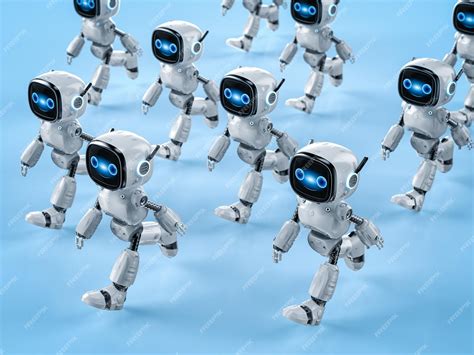 Premium Photo Group Of Small Robot Assistant Walking