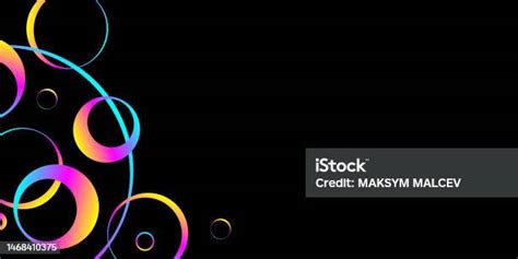 트렌디한 그라디언트가 있는 선형 원 패턴 텍스트를 위한 빈 공간이 있는 검은색 배경에 추상적인 구성 현대 벡터 그림 가로 배너입니다 개념에 대한 스톡 벡터 아트 및 기타