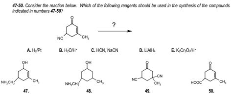 Solved 47 50 Consider The Reaction Below Which Of The