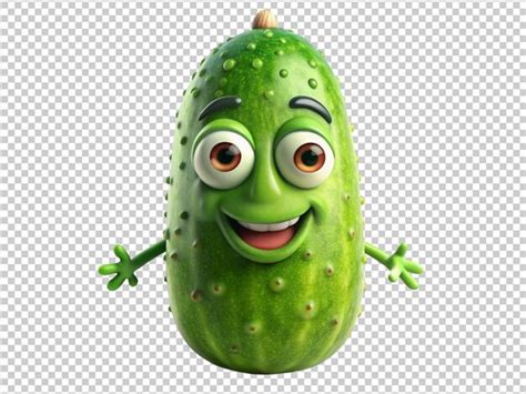 Happy Smiling Cucumber Character Cute Premium Ai Generated Psd