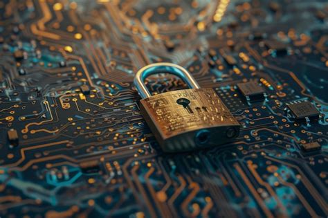 Premium Photo Padlock Securing Circuit Board