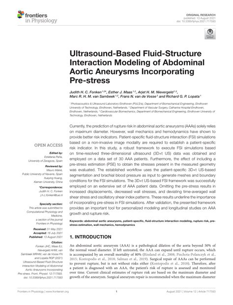 Pdf Ultrasound Based Fluid Structure Interaction Modeling Of