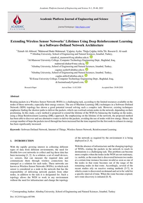 Pdf Extending Wireless Sensor Networks Lifetimes Using Deep Reinforcement Learning In A