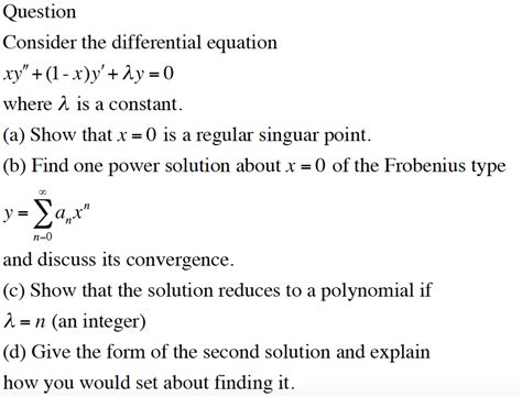 Second Order Differential Equation Method
