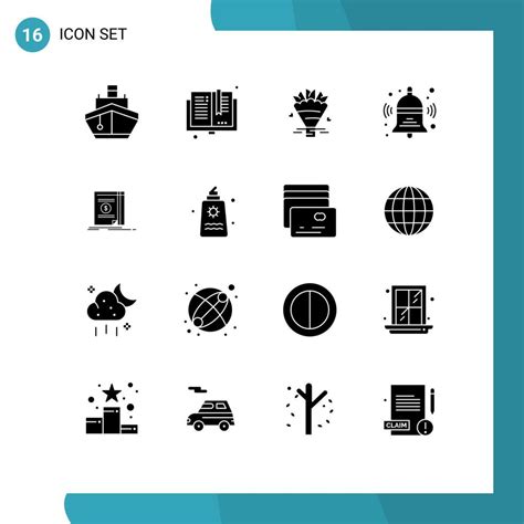 16 Thematic Vector Solid Glyphs And Editable Symbols Of Education