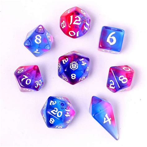 Wyrmforged Rollers Rounded Edge 8 Piece Polyhedral Dice Set Unicorn