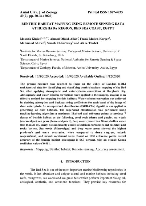 Pdf Benthic Habitat Mapping Using Remote Sensing Data At Hurghada