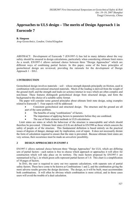 PDF Approaches To ULS Design The Merits Of Design Approach 1 Approaches To ULS Design