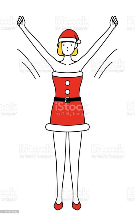 산타클로스 복장을 한 여성이 심호흡을 하는 간단한 선 그리기 그림 12월에 대한 스톡 벡터 아트 및 기타 이미지 12월 Day 1 광고모델 Istock