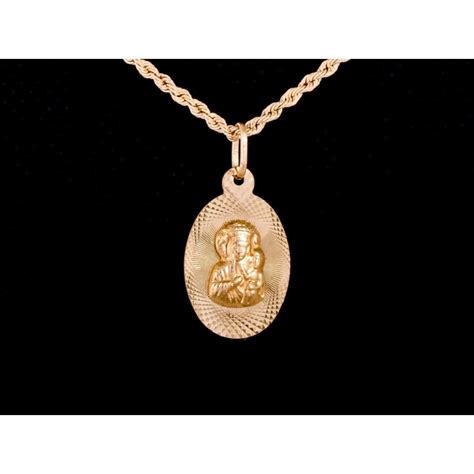 W431 Złota Zawieszka Matka Boska Z Dzieciątkiem 333