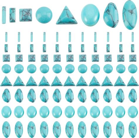 Ph Pandahall 96pcs Stone Cabochons 8 Shapes Blue Texture