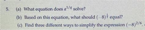 Solved A What Equation Does A1 9 Solve B Based On This Chegg Com