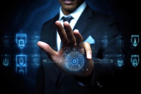 Businessman And Fingerprints Scanning Biometric Identification And