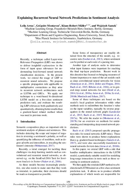 pdf explaining recurrent neural network predictions in sentiment analysis